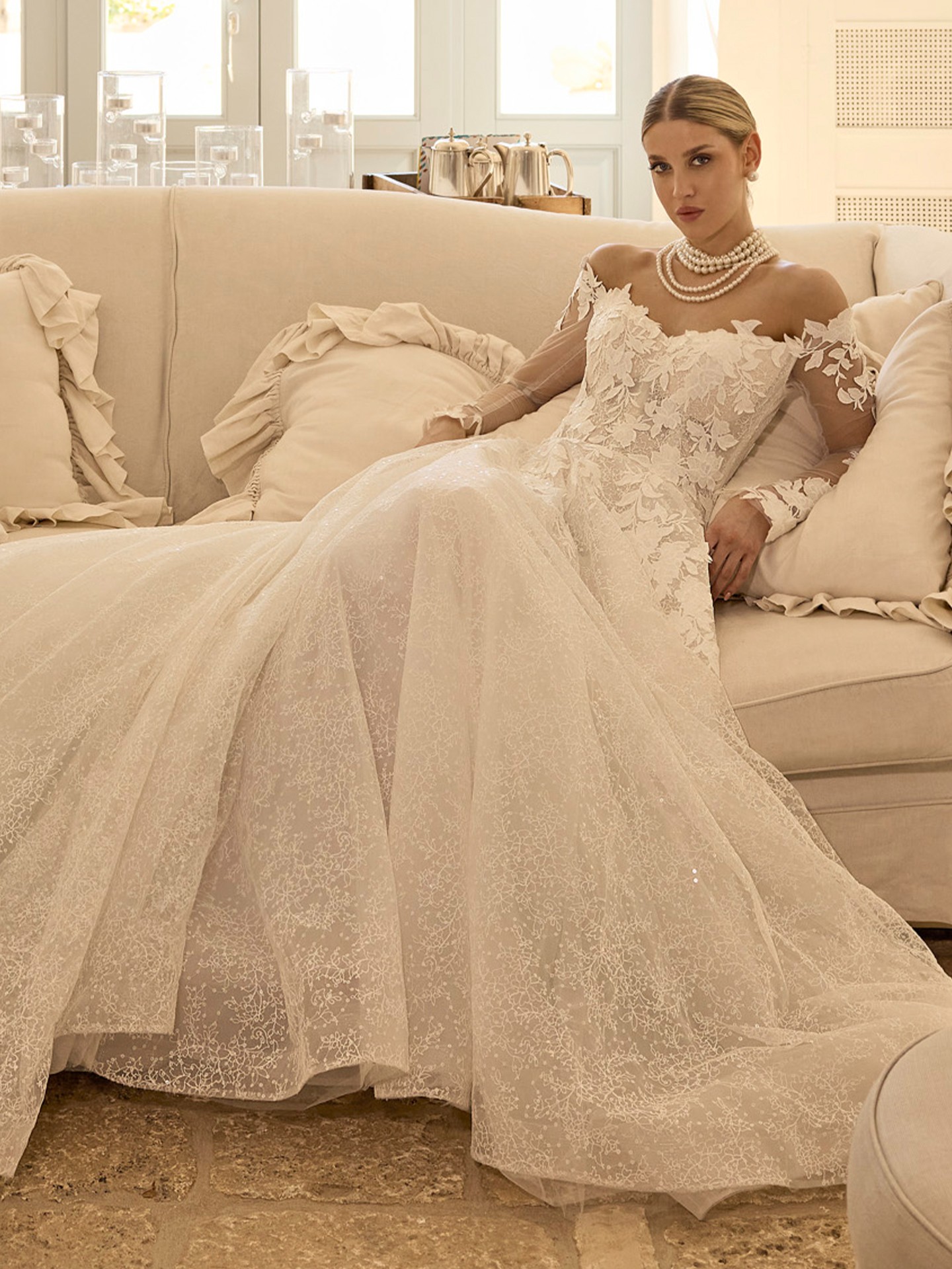 JENADINE Romantic Detached Long Floral Sleeve Wedding Dress - BallGown ...