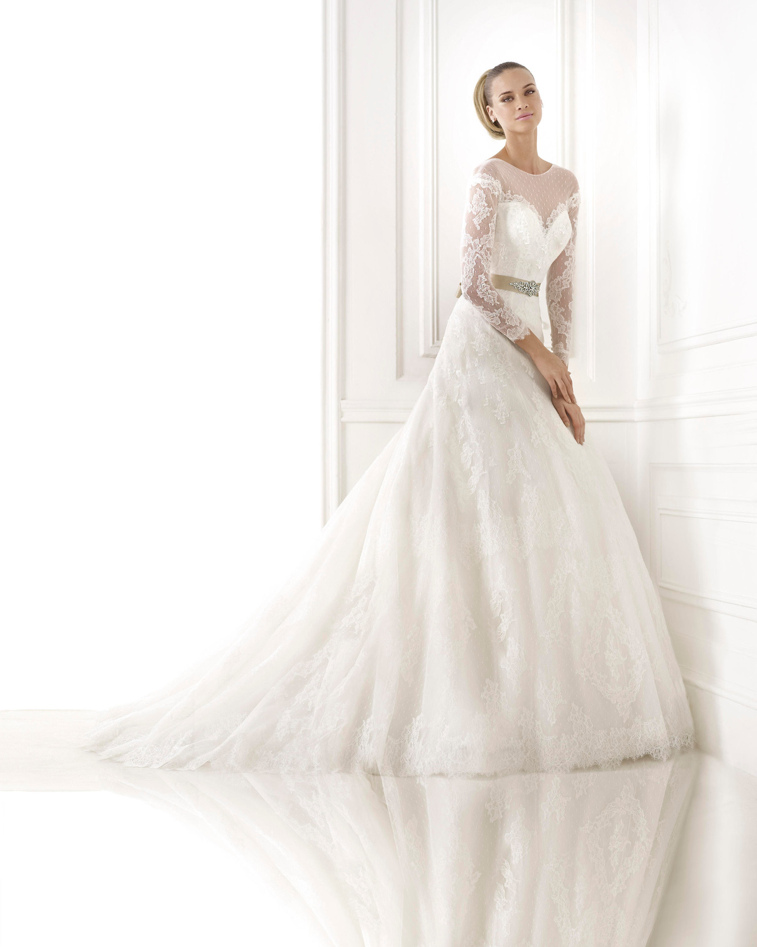 BLANCHE Long Sleeve Lace A-line Wedding Dress | Bridal Space